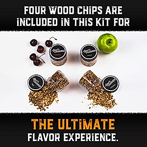 Cocktail Smoker Kit with Torch & Wood Chips for Whiskey & Bourbon (Premium Edition) + Wood Chips Fruit 4-Pack Bundle