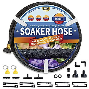 Soaker Hose 100 FT for Garden Beds, 1/2’’ Diameter Heavy Duty Soaker Hoses 100 FT for Garden Beds To Save 70% Water, 100 FT Drip Soaker Hose for Vegetable Beds (100 FEET)