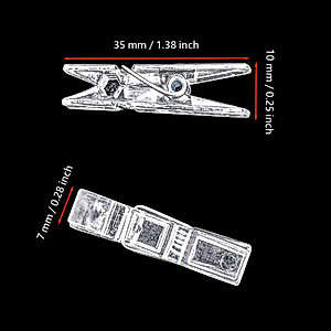 200 Pcs Mini Transparent Clothes Pins, 35mm × 7mm Plastic Photo Clips for Hanging Card Paper, Arts, Crafts, Parties, Clear