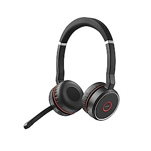 Jabra Evolve 75 MS Wireless Headset, Stereo – includes Link 370 USB Adapter and Charging Stand – Bluetooth Headset with World-Class Speakers, Active Noise-Cancelling Microphone, All Day Battery