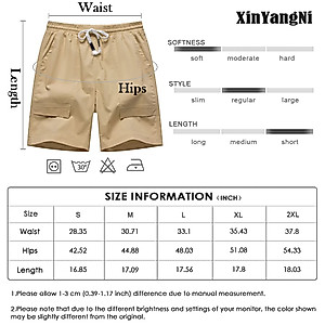 XinYangNi Womens Elastic Waist Drawstring Comfy Cotton Loose Fit Bermuda Multi Pockets Wid Leg Shorts Army Green US 2XL