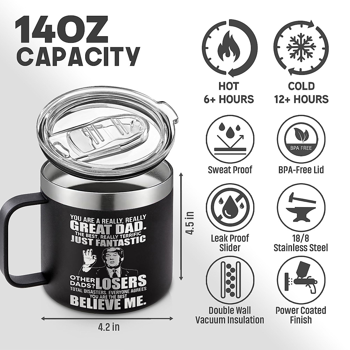 Gifts for Dad from Daughter, Son - Christmas Gifts for Dad, Dad Christmas Gifts - Dad Gifts for Birthday, Birthday Gifts for Dad, Dad Birthday Gift, Happy Birthday Dad, Dad Birthday - Dad Mug 14Oz