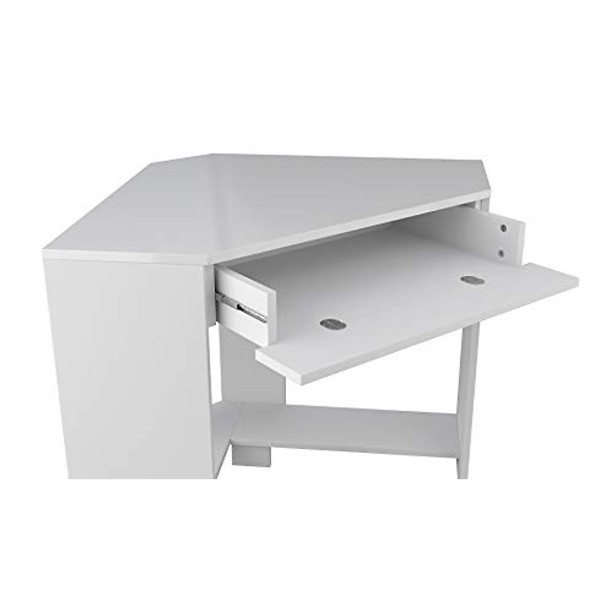 Roomsmart Ideal Gloss White Compact Modern Corner Computer Writing Desk for Home Office