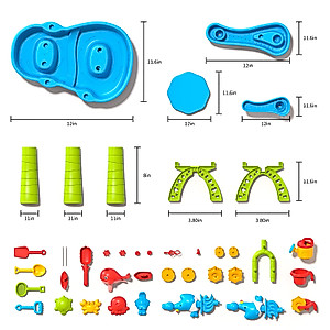 Doloowee Sand and Water Table Toy for Kids, 3 Tier Showers Pond Table, Kids Play Activity Summer Outdoor on Beach Backyard Toddlers 1-3 Age 3-5 Up