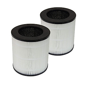 PUREBURG Replacement True HEPA Filter Set Compatible with QUIETPURE KJFC15 Whisper Air Purifier, 2-Pack H13 3-Stage Filtration Activated Carbon