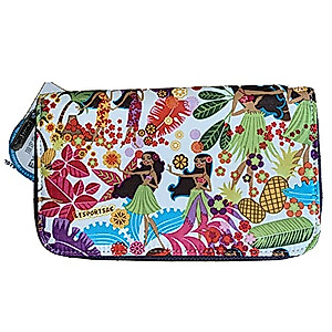 LeSportsac Sweet Wahine HAWAII EXCLUSIVE Lily Wallet, Style 6506/Color K168, Hula Girls, Vibrant Tropical Paradise, Hawaiian Golden Pineapples, Colorful Palm Fronds
