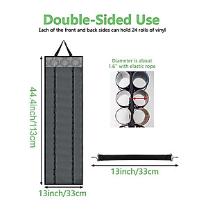 Hlsicnalm Vinyl Roll Holder with 48 Compartments, Vinyl Roll Storage Organizer Wall Craft Room Organizers and Storage Gray Tree