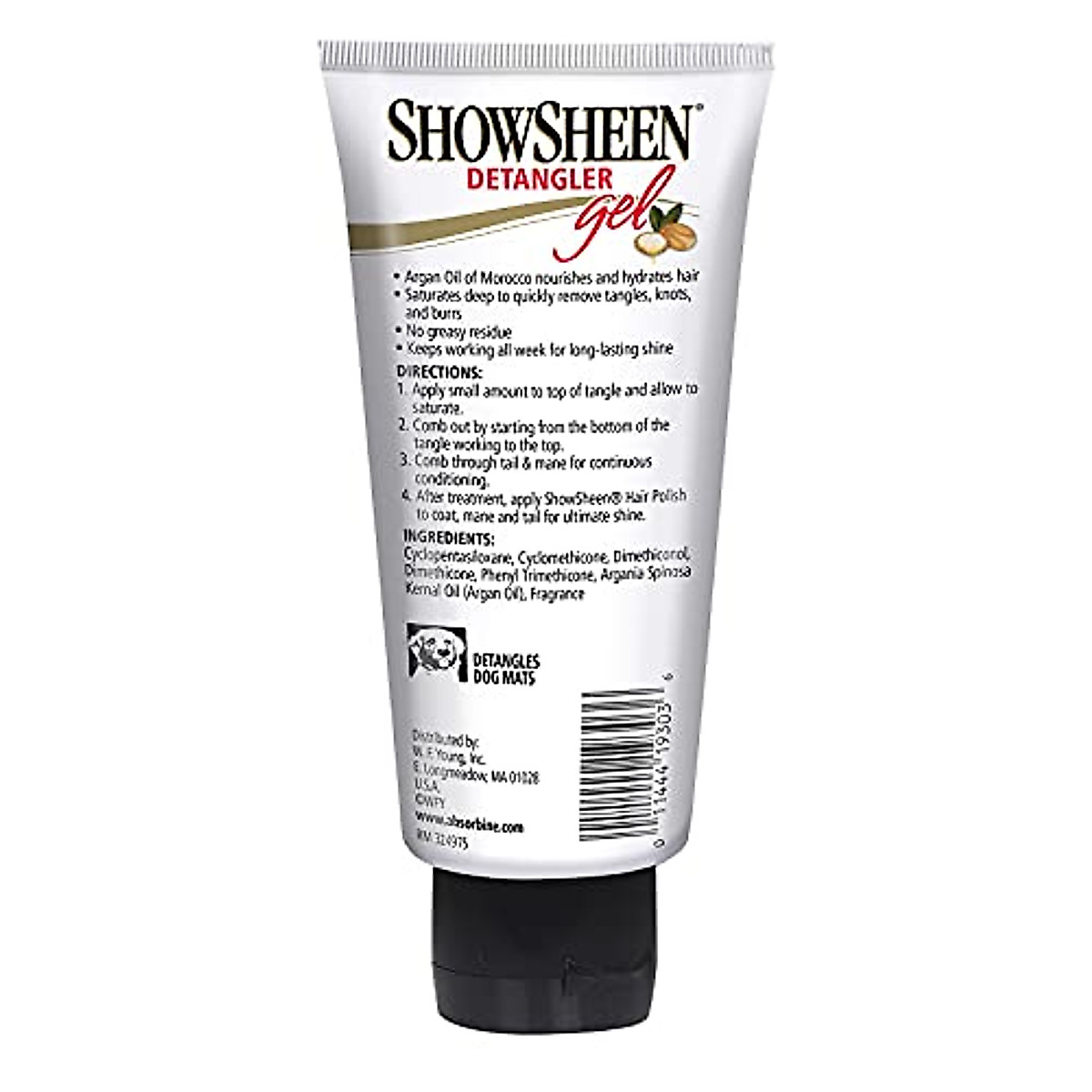 Absorbine ShowSheen Detangler Gel for Coat, Mane & Tail, Moroccan Argan Oil, Tackles Toughest Knots on Horses, Dogs & Livestock, 4oz