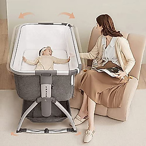 Maydolly Baby Bassinet Bedside Sleeper, 2-in-1 Baby Crib with Mesh Breathable Net, Adjustable Portable Baby Bed for Infant | Newborn Baby Boy & Girl