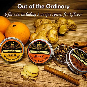 Cocktail Smoker Kit with Torch for Whiskey & Bourbon, Old Fashioned Smoker Set 6 Flavor of Wood Chips Orange/Cinnamon/Ginger/Cherry/Litchi/Hickory Anniversary Birthday Gifts for Men