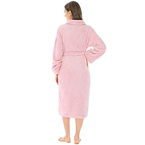 PAVILIA Premium Womens Plush Soft Robe Fluffy, Warm, Fleece Sherpa Shaggy Bathrobe (L/XL, Light Pink)
