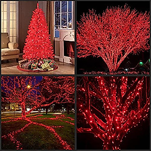 kemooie 500 LED Red Valentines Day Lights, 164FT 8 Twinkle Modes and Memory Function Plug in Waterproof Tree Lights for Garden Tree Outdoor Indoor Valentines Decorations (Red)