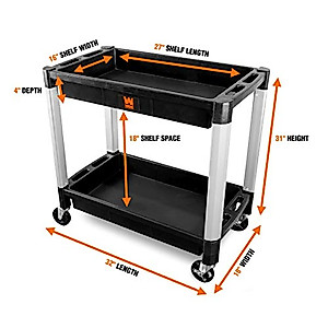 WEN 73162 Two-Tray 300-Pound Capacity Double Decker Service and Utility Cart