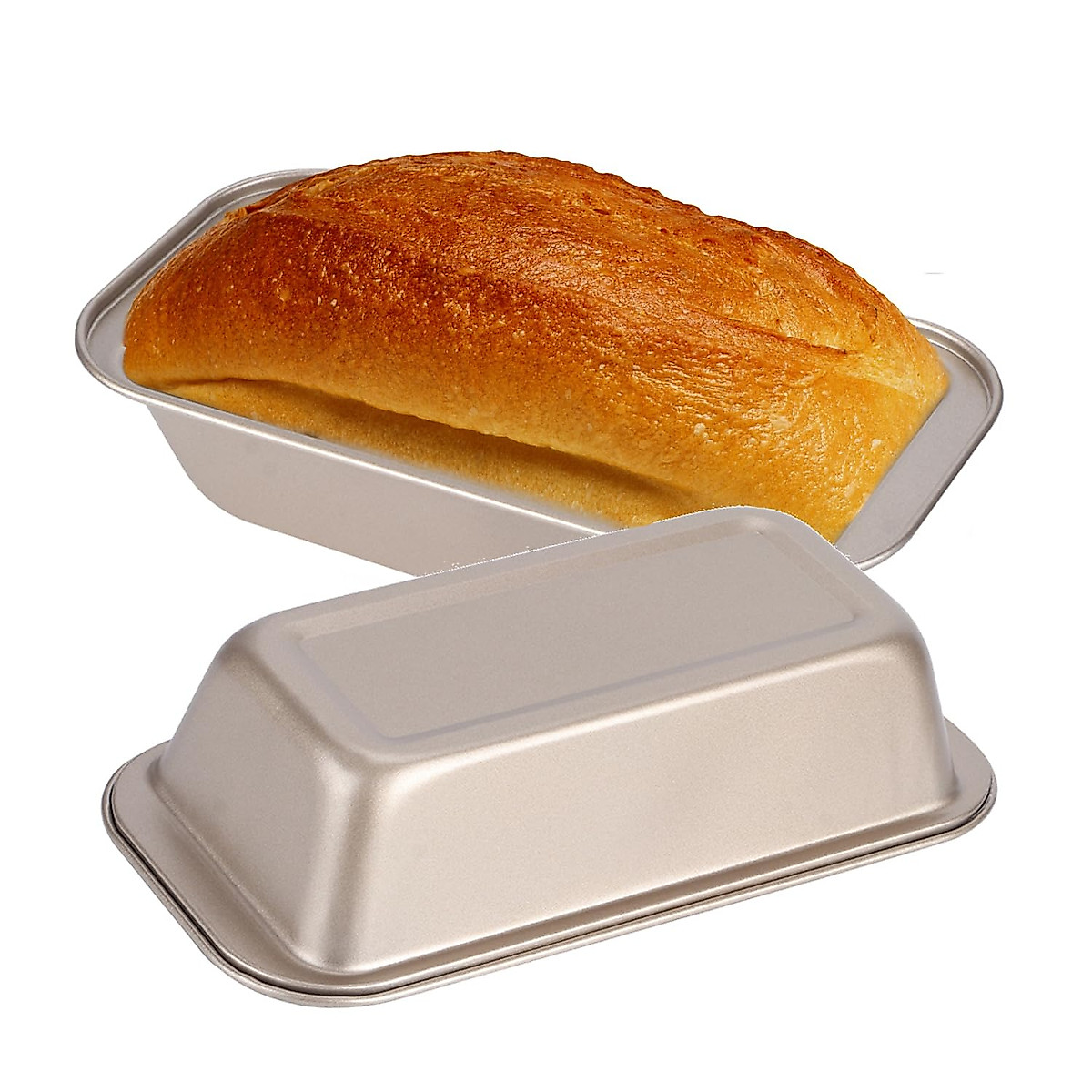 2 Pcs Bread Mold Rectangle Carbon Steel 10 x 5.2 x 2.4 inch Nonstick Coating Loaf Pan Bread Cake Mold for Home Kitchen,Baking Bread(Gold)