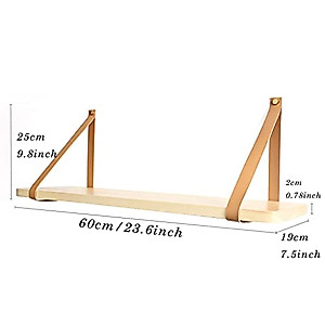 NABEIM Floating Shelves for Wall Decor, Wall Shelf with Leather Strap, Corner Shelves Wood, Wall Mounted Hanging Shelves, Bookshelf Display Living Room, Bedroom (Size : /M)
