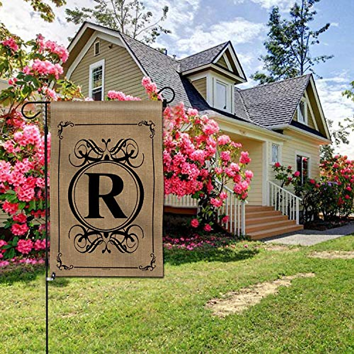 Anley Classic Monogram Letter R Garden Flag, Double Sided Family Last Name Initial Yard Flags - Personalized Welcome Home Decor - Weather Resistant & Double Stitched - 18 x 12.5 Inch