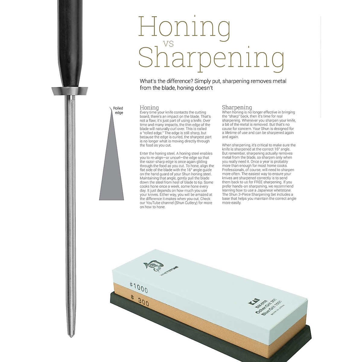 Shun DM0610 Classic 3-Piece Whetstone Sharpening System