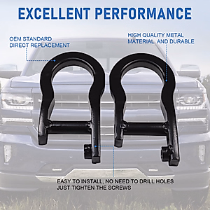 CARMOCAR Front Tow Hooks Ring Replacement for 2007-2019 Chevy Silverado GMC Sierra 1500 in Black Front Lower Bumper Trailer Ring Replace 84072463 Steel Alloy