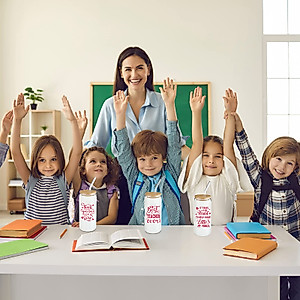 Tanlade 6 Pcs Teacher Appreciation Gifts Set Include Teacher Glass Cup with Lid and Glass Straw Teacher Tumbler Teacher Appreciate Socks Teacher Gifts Cool for Women Men Holiday Graduation Birthday