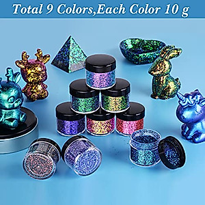 9 Box Chameleon Fine Glitter, Iridescent Colors Shift Glitter for Epoxy Resin/Tumblers Art, Holographic Opal Craft Glitter Dust Nail Eyeshadow Hair Face Body