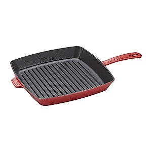 Staub Cast Iron 12-inch Square Grill Pan - Cherry, Made in France