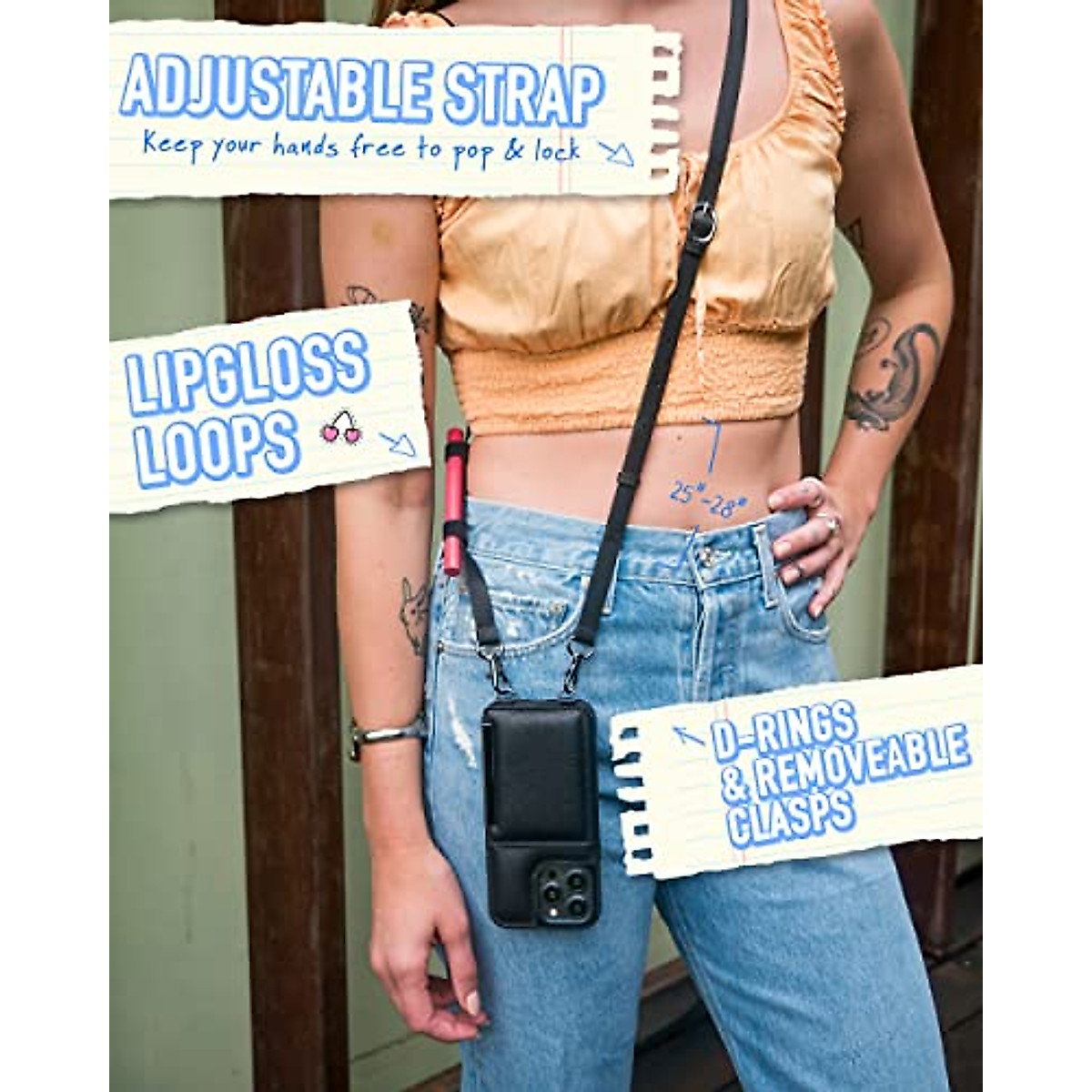 Smartish iPhone 14 Pro Max Crossbody Wallet Case - Dancing Queen [Purse/Clutch with Detachable Strap & Wristlet] Protective Cover with Credit Card Holder - Stiletto Black - Gunmetal