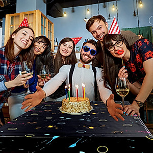 Glow Party Table Covers Neon Party Tablecloths 108 x 54 Inch Glow Party Tablecloths Disposable Plastic Neon Glow Table Cloth for Neon Birthday Party Black Light Party Supplies (3 Pieces)