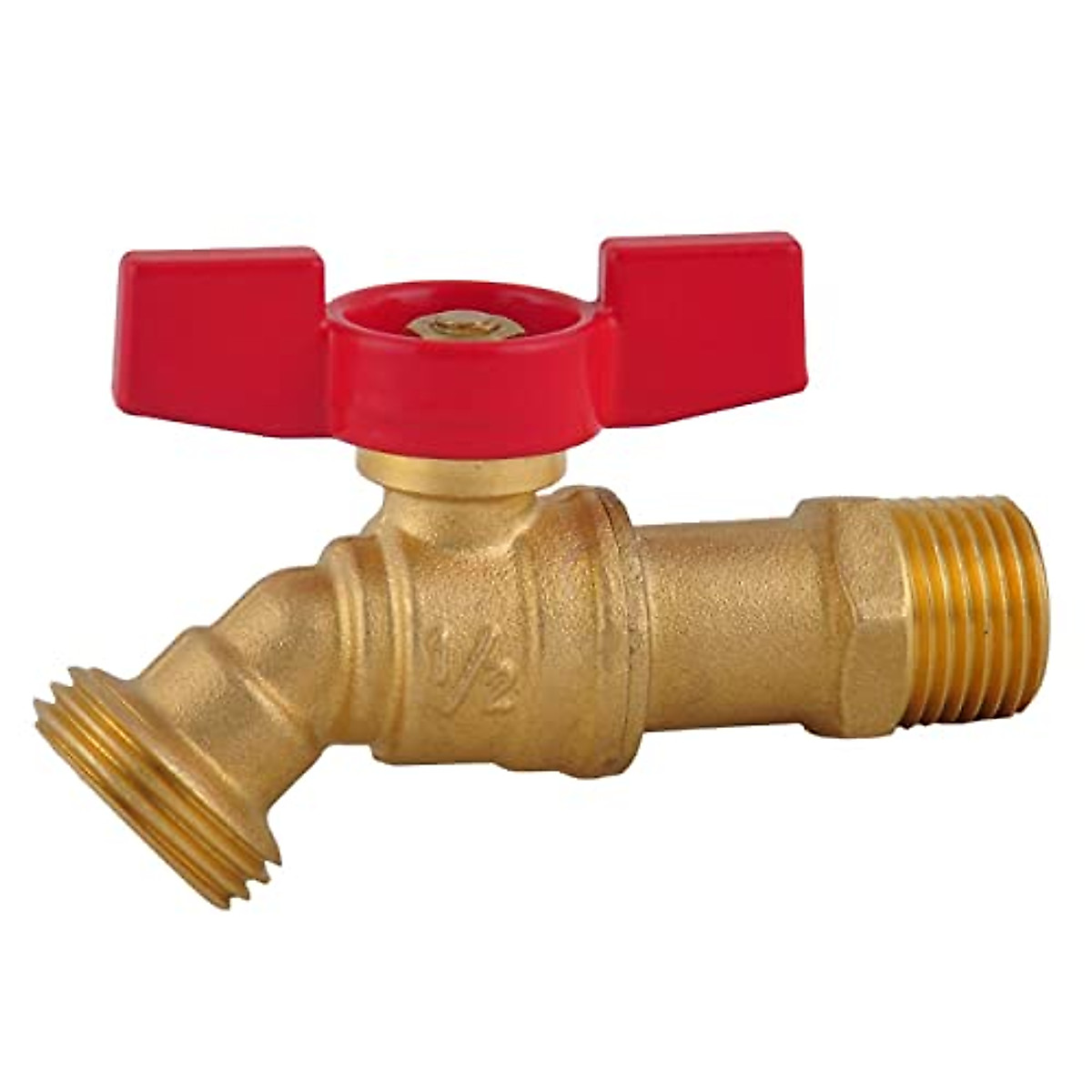 Male Hose Bibb 1/2" MIP X 3/4" MHT with 1/4 Turn Shut Off with T-Handle (2-Pack)