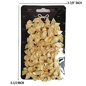 Micomon 50pcs 1.2-Inch Mini Ribbon Bows for Crafts Small Gold Edge Yellow Ribbon Bows Christmas Decoration Embalishement(Yellow)