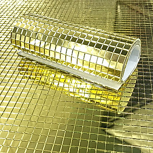 Self-Adhesive Mini Square Glass,2400pieces Gold Square Mirrors Mosaic Tiles 5x5mm Each