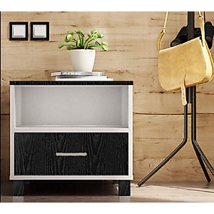 practicalWs Black Wood Contact Paper 17.7'' x 78.7'' Peel and Stick Wood Wallpaper Self Adhesive Black Wallpaper Covering for Kitchen Countertop Cabinets Vinyl Wrap Paper PVC