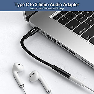 KOOPAO USB C to 3.5mm Headphone Jack, Audio Aux Cord 3.5mm Headphone Adapter for sam-Sung S23,S23+,S22,S22 Ultra iPad Pro 2018/2020/2021/iPad Air 5th Ipad d 9th Black