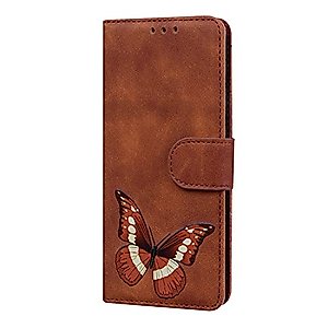 IVY Realme 7 Pro Case for Realme 7 Pro,[Butterfly][Flip Kickstand][Magnetic Buckle][Skin Touch Feeling] Wallet Case for Oppo Realme 7 Pro Case - Brown