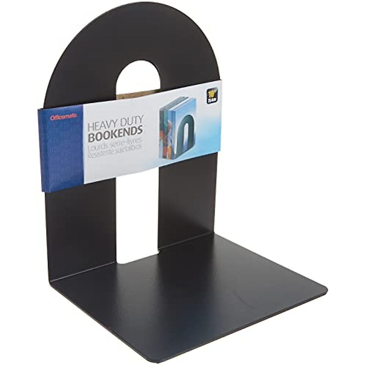 Officemate Heavy Duty 10" Bookends, Non-Skid Base, Black, Pair (93142)