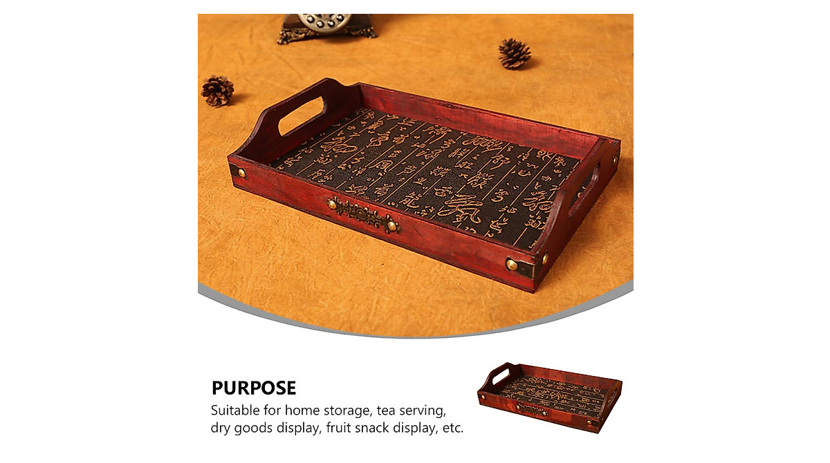 VOSAREA Chinese Style Wooden Snack Serving Tray
