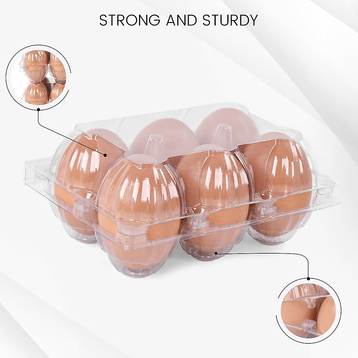 HAKSEN 100PCS Plastic Egg Cartons, Clear Egg Holders with Labels Egg Cartons Cheap Bulk for Home Ranch Chicken Farm Market Display, 6-cavity