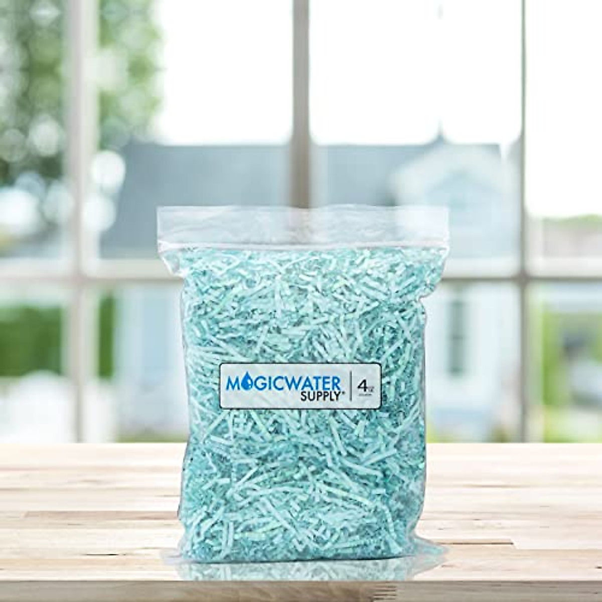 MagicWater Supply Crinkle Cut Paper Shred Filler (4 oz) for Gift Wrapping & Basket Filling - Diamond Pastel Blue