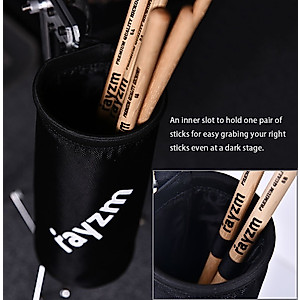Rayzm Drum Stick Bag Holder, Nylon Mallet/Brush/Beater Stick Holder with Aluminum Clamp for Drum Kit & Music Stand (1.5-3cm Diameter Pole), UP to 12 Pairs of Sticks