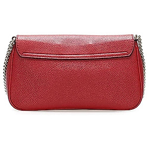 Gucci Soho Interlocking GG Red Leather Chain Flap Shoulder Bag Handbag Italy New