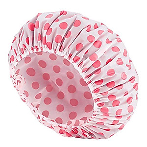 Keeygo 6 PCS Shower Caps, Large Reusable Elastic 100% Waterproof Bathing Hair Cap for Women Beauty, Hair Spa, Home Hotel Travel Use
