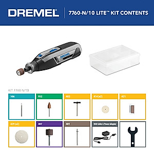 Dremel Lite 7760 N/10 4V Li-Ion Cordless Rotary Tool Variable Speed Multi-Purpose Rotary Tool Kit, USB Charging, Easy Accessory Changes - Perfect For Light-Duty DIY & Crafting