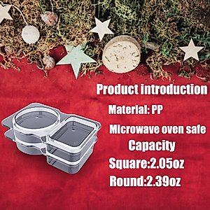 VOUKEN 10Pcs Double Compartment Condiment Container with Lid Double Compartment Snack Containers Double Compartment Snack Containers for to-go Sauce, Sampling, Travel Snack (Transparent 10PCS)