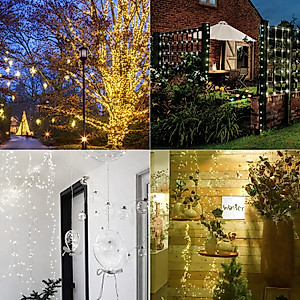 BrizLabs Solar Fairy Lights, 200 LED 66ft Super Bright Solar String Lights, Cool White & Warm White 2 Colors in One Solar Powered String Lights Waterproof, Outdoor Twinkle lights for Garden Yard Party