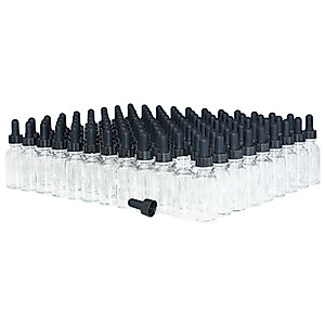 (Pack of 108) 1 oz. Clear Boston Round with Black Glass Dropper