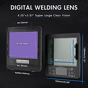 ANDELI Welding Helmet,Auto Darkening Welding Helmet Large View,Flip Up Design True Color 4 Arc Sensor Welding Hood,Cool Welder Mask