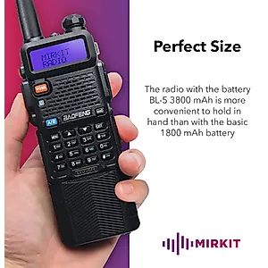 MIRKIT 2pc UV5R Battery BL-5 3800mAh & 2pc 2.5 mm USB Charger Cables with Lanyards Mirkit for Two Way Radio Compatible with Baofeng UV-5R BF-F8HP UV-5RX3 UV-5RTP UV-5X3