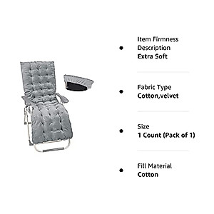 REDCAMP Chaise Lounge Chair Cushion for Patio Furniture, Thicker Soft Comfortable Zero Gravity Chair Pad for Outdoor Indoor Home Office, Grey 65"x21"