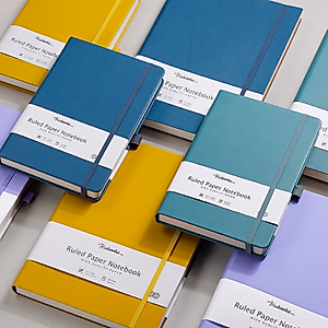 HIUKOOKA A5 Notebook College Ruled Journal For Women,320 Pages Thick Journal Hardcover Large Notebook,100 GSM Paper Leather Journal for Writing Student Diary,5.75''x 8.38''- Lightpurple