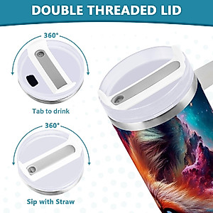 ALAZA Fox Head Galaxy 40 oz Tumbler Stainless Steel Water Bottle Vacuum Insulated Cup with Straw Lid & Handle For Travel Car Cup Holder