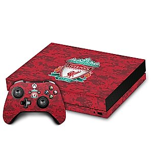 Head Case Designs Officially Licensed Liverpool Football Club Crest Red Camouflage Art Vinyl Sticker Gaming Skin Decal Cover Compatible With Xbox One X Console and Controller Bundle